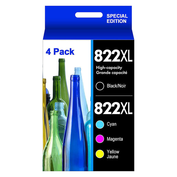 822 Ink Cartridge Black Cyan Magenta Yellow 5 Pack Toner Kingdom