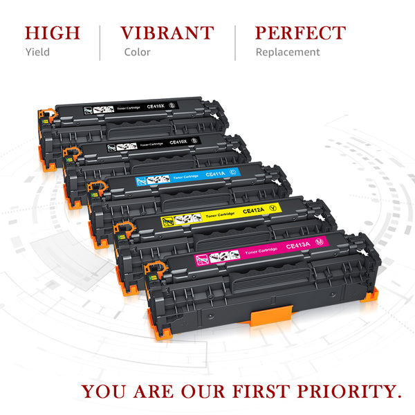 Compatible HP CF410X CF411A CF412A CF413A CMYK 4 Color Toner Cartridges ...